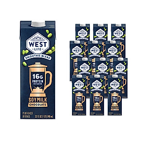 West Life Smoothie Blend Soy Milk, Chocolate, 16g of Protein, Vegan Dairy Alternative, Lactose-Free, 32oz (Pack of 12)