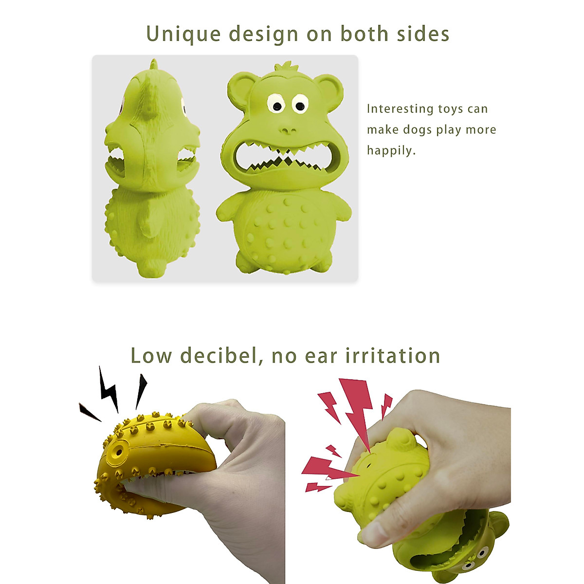 LQZHYL Dog Chew Toys 3 Pack for Aggressive Chewers, Rubber Dog Toys,Multifunctional Teeth Cleaning and Gum Massage, Tough Toys with Natural Rubber for Large and Medium Dog (Greens)