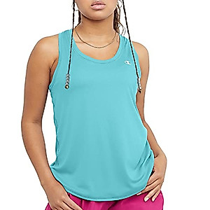 Champion, Classic Sport, Moisture Wicking, Athletic Tank Top for Women, Light Sky Blue Reflective C Logo, Medium
