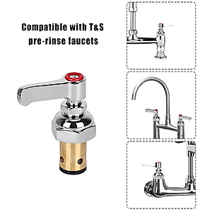 Hot Spindle Assembly for 002714-40 Eterna Valve Replacement, Hot Side Handle Stem Assembly Brass Replacement Sink Valve Commercial Faucet Parts for T&S