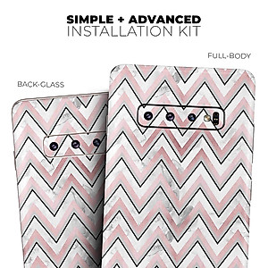 DesignSkinz Karamfila Marble & Rose Gold Chevron v14 Protective Vinyl Decal Wrap Skin Cover Compatible with The Samsung Galaxy S20 (Screen Trim & Back Glass Skin)