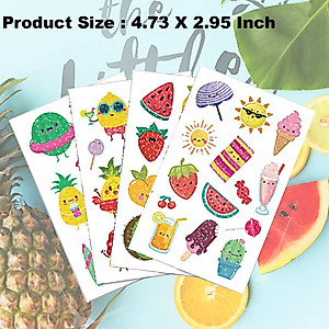 Ooopsiun Summer Glitter Fruit Temporary Tattoos for Kids - 110 Glitter Styles,Watermelon Strawberry Pineapple Tattoos Sticker for Boys Girls Birthday Party Favors