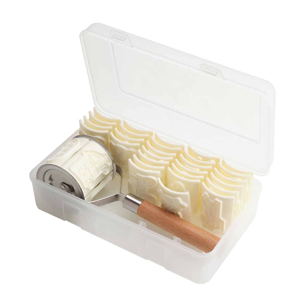 Rolling Cookie Cutter Portable Hand Tool Practical Stainless Steel Comfort Grip DIY Baking Tools for Wedding Holiday Baby Shower Kids Lunch/1223