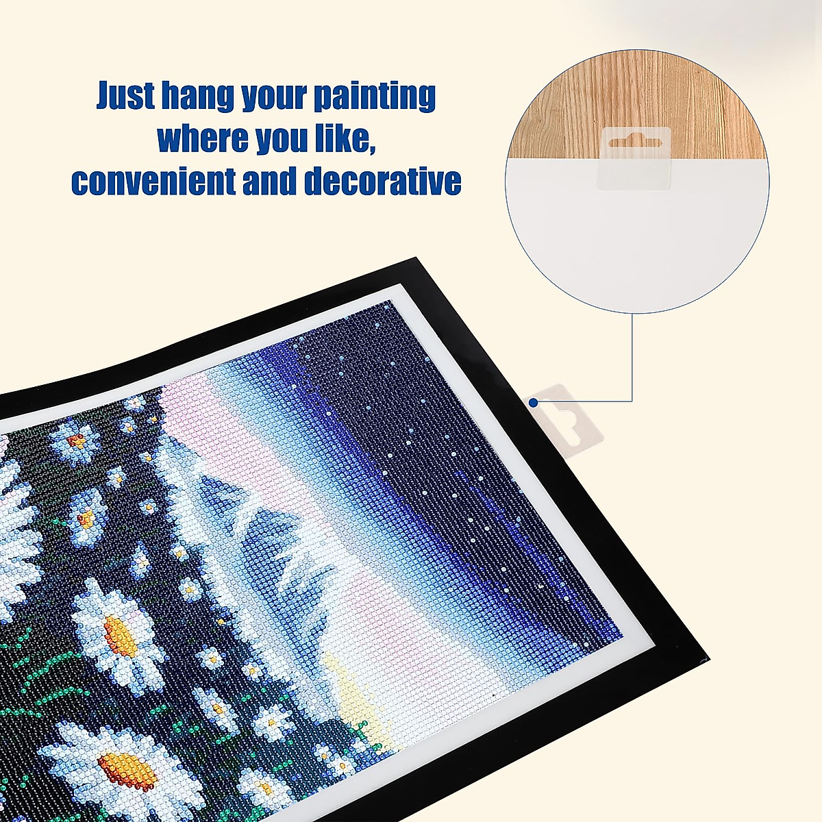 RICUVED Diamond Art Frames, 2 Pack Frames for Diamond Art Pictures 30x40cm Canvas Size, Magnetic Diamond Art Frames Self-Adhesive Frames for Wall Window Door with 6 Hook Pads, Black