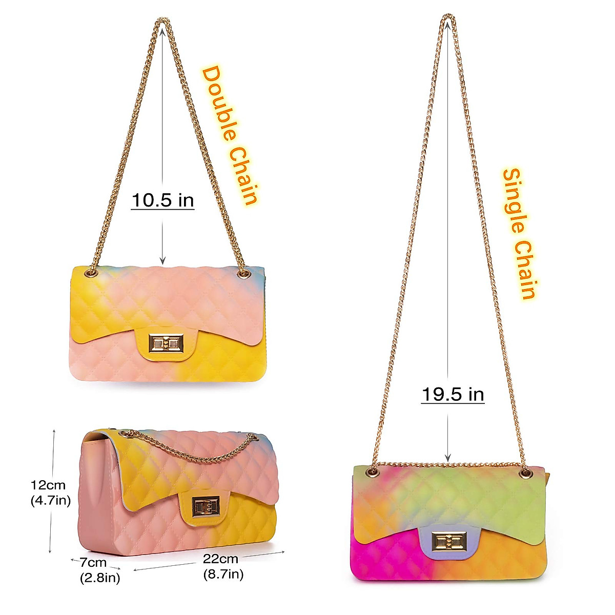 Rainbow Jelly Purse, Colorful Shoulder Bags for Women Girls, PVC Fashion Crossbody Bag Purses