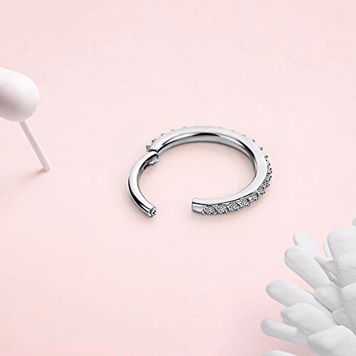 FANSING Small Tragus Hoops 16g Nose Rings Hoops 6mm Cartilage Earrings Hoop for Women 16 Gauge Pave Set Cubic Zirconia Tragus Daith Helix Lobe Rook Ear Piercing Jewelry