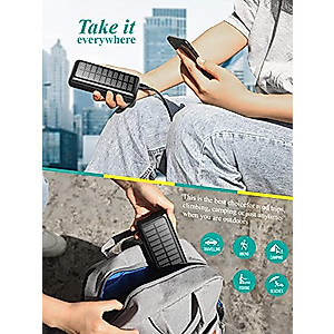 SOXONO Portable Charger Power Bank - 30000mAh Solar Charger, 2 USB Ports High-Speed Panel External Battery Pack for iPhone, Android and More
