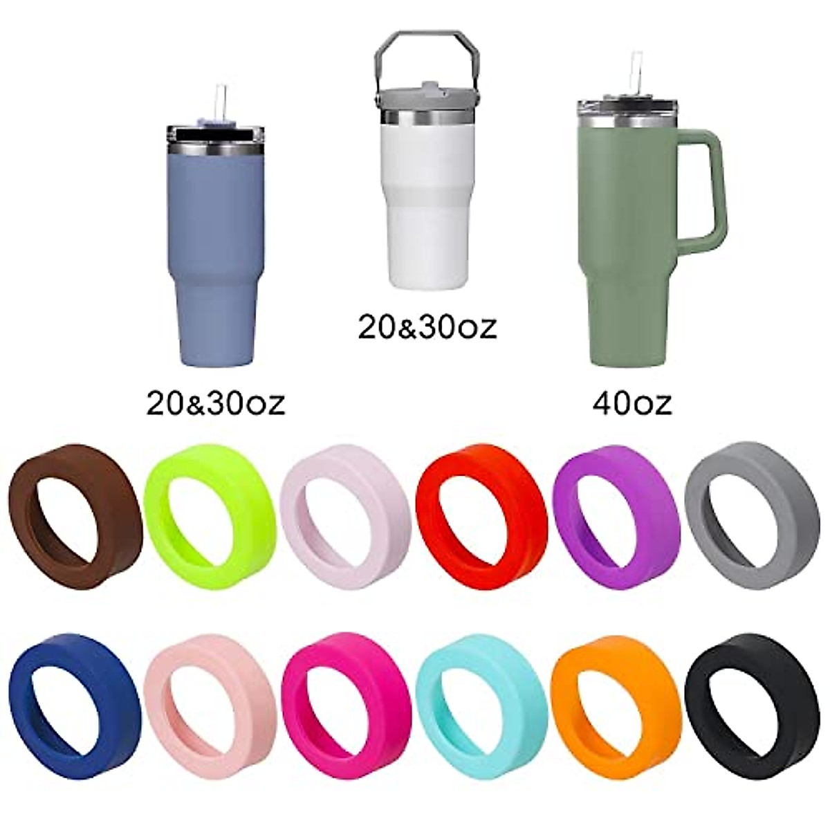 Menetop 2 Pcs Protector Silicone Boot for Stanley Quencher Adventure 40oz&IceFlow 20/30oz, Water Bottle Bottom 7cm Sleeve Cover Compatible with Stanley Tumbler (Avocado Green&Purple)
