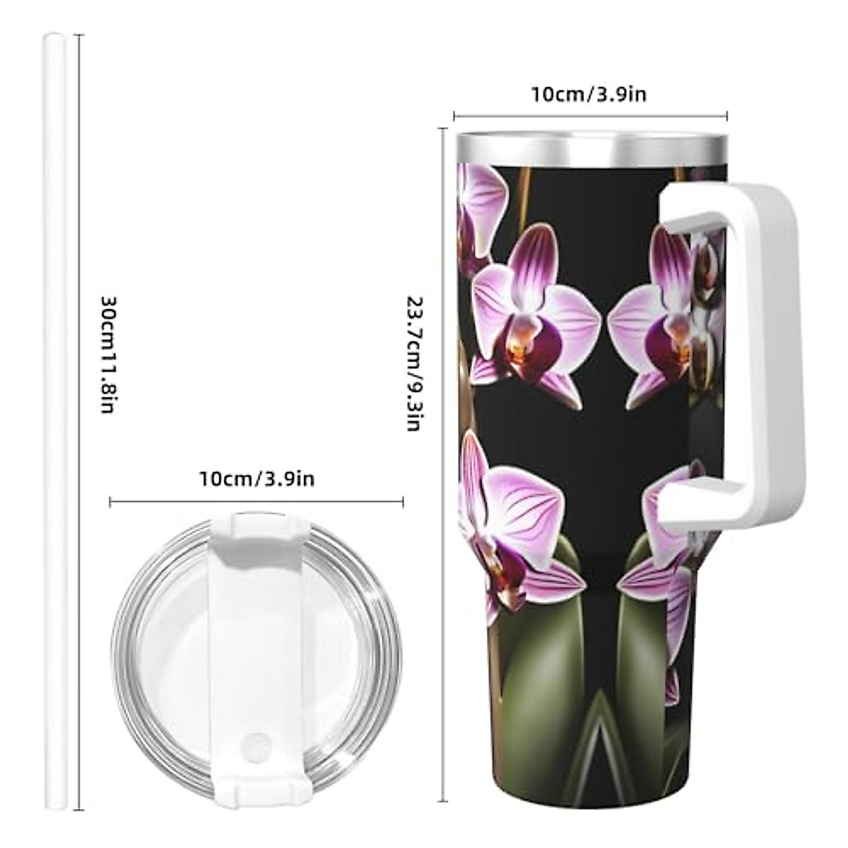 HULIBIN Bell orchid pattern Print Double Deck Stainless Steel Travel Coffee Cup With Lid 40 Oz Ice Bully Cup