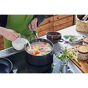 Kyocera Ceramic Cooking Pot with Ceramic Non-Stick Coating 24 cm PFAS/PTFE Free Stainless Steel Handles Suitable for All Hob Types Includes Glass Lid CSTP-09