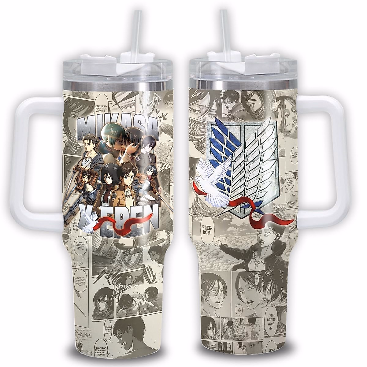 TEEDUU Tumbler M1kasa Insulated Tumbler With Handle Stainless Steel Double Wall Vacuum AOT Anime Tumblers Hot Cold Tea Coffee Travel Cup Thermos Mug Birthday Gift Men Women