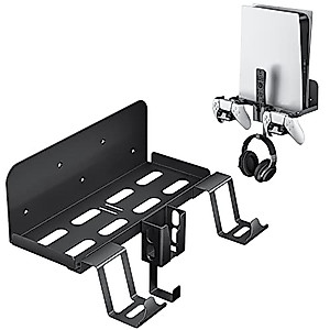 Allnice PS5 Wall Mount, 5 IN 1 Playstation 5 Wall Mount (Disc and Digital Edition) Wall Bracket for Playstation 5 with Detachable Controller Holder & Headphone Hanger & Remote Control Bracket (Black)