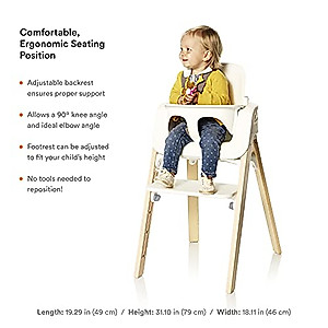 Stokke Steps Baby Set, White - Transform Stokke Steps Into Comfortable High Chair - Suitable for Baby from 6 Months - Includes 5-Point Safety Harness - Tool Free, Adjustable & Ergonomic