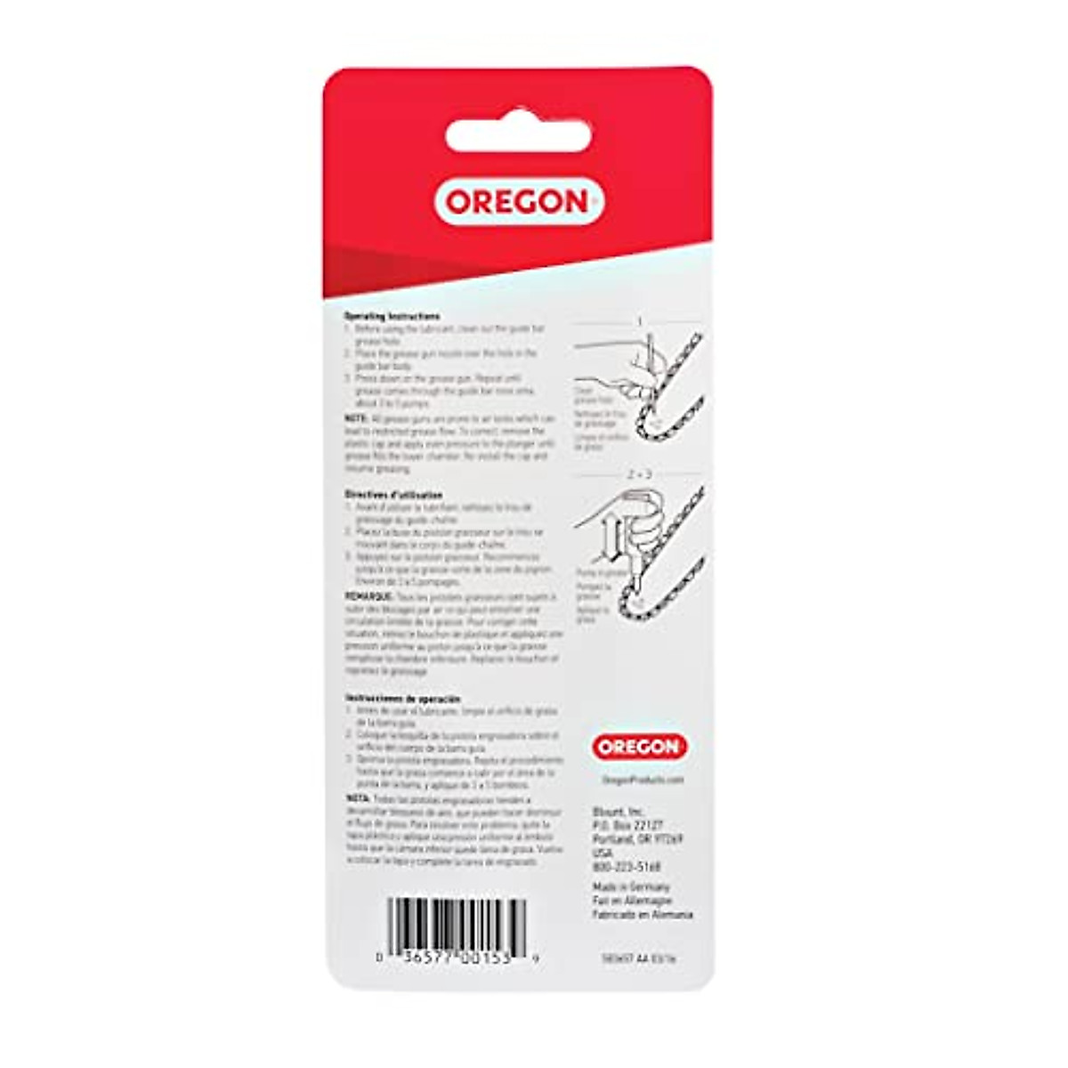 Oregon Grease Gun for Chainsaws, Pre Loaded All Purpose Lubricant, Easy Refill, Universal for Most Makes/Models of Saw Chains and Cutters (26365), Black