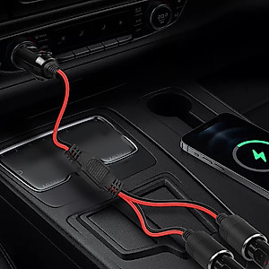 Car Cigarette Lighter Y Splitter Cable YACSEJAO 14AWG 2FT 12V/24V 1 to 2 Car Cigarette Lighter 2-Way Extension Cord