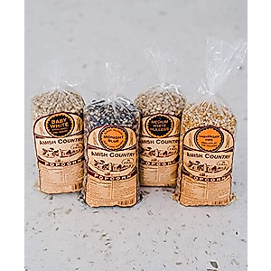 Amish Country Popcorn | 4-1 lb Bags | Variety Pack | 1 lb Baby White -1 lb Medium White - 1 lb Ladyfinger and 1 lb Midnight Blue Popcorn Kernels | Old Fashioned, Non-GMO and Gluten Free (4-1 lb Bags)