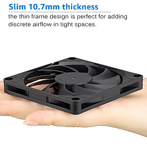 GDSTIME Quiet 80mm Fan, 12V 3PIN 80mm x 80mm x 10mm Brushless DC Fan for CPU Coolers