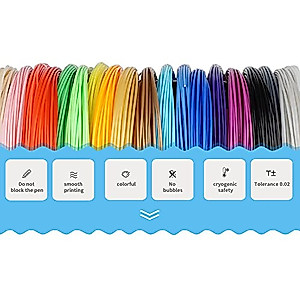 1 Set of 20 Pcs 3D Pen Filament Refills for Low Temperature 3 D Pen PCL Filament Refills 16.4 Feet for Each Color 3 Dimensional Printing Pen Filament Refills 1.75mm