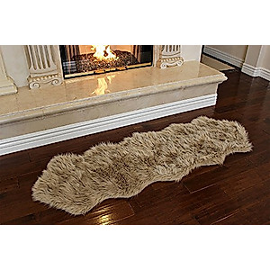 Nouvelle Legende® Faux Fur Sheepskin Premium Rug Duo (23 in. X 73 in.) Tan