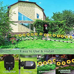 TYNLED Sunflower Solar Garden Lights, 2 Pack Outdoor Solar Powered Garden Stake Lights Waterproof Decoration Flower Landscape Lights for Garden Patio Pathway Backyard