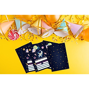 Disfuco Outer Space Birthday Party Invitations - Galaxy Space Party Supplies - Fill in The Blank Birthday Party Invites - 20 Invitation Cards With 20 Envelopes (B10)
