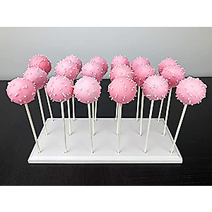 Wood Cake Pop Stand Display - 18 Hole Lollipop Holder, Candy or Sucker Stand for Dessert Table of Wedding, Shower, Birthday Party, White - Fit 5/32" (4mm) Lollipop Sticks