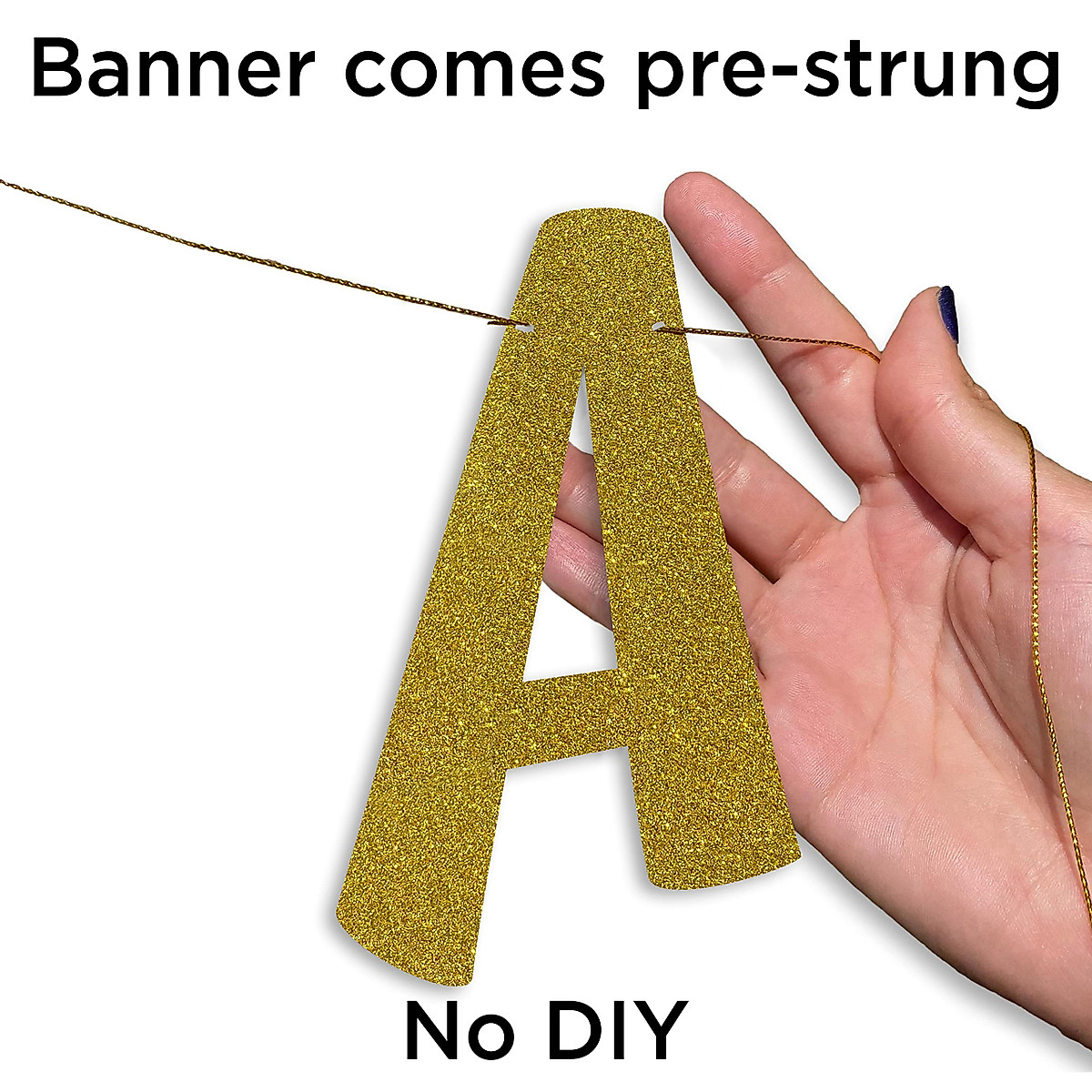 12th Birthday Gold Glitter Banner - Happy 12th Birthday Party Decorations, Supplies and Favors - 12th Wedding Anniversary Decorations