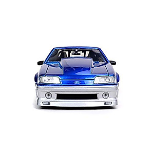 Jada Toys Bigtime Muscle 1:24 1989 Ford Mustang GT Die-cast Car Blue Silver, Toys for Kids and Adults