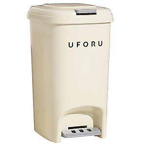 Kitchen Trash Can 6 Gallon Odor Resistant Medium Plastic Trash Can Hands-Free with Pedal and Trash Bag Ring, 6 Gallon Milky White