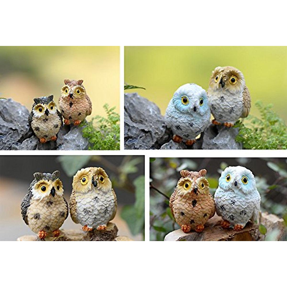 Miraclekoo 8 Pcs Mini Resin Owls Miniature Figurines Fairy Garden Owl Ornament for Dollhouse, Plant Pot, Micro Landscape, Bonsai Craft Decor