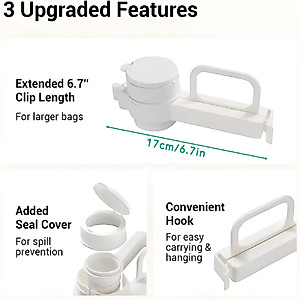 Food Bag Sealing Clip with Pour Spout, Bag Clips with Pour Spout, Chip Bag Clips, Versatile Food Clip with Spout for Cereal, Snacks, and More, Great Clips Bags for Kitchen (6 pcs)