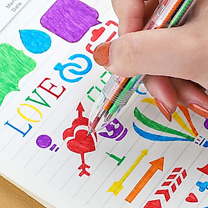 JPSOR 28 Pack Multicolor Ballpoint Pens 0.5mm 6-in-1, Fun Pens for Kids Party Favors, Back to School, Retractable Ballpoint Rainbow Pens Color Pens for Office School Supplies Students Gift