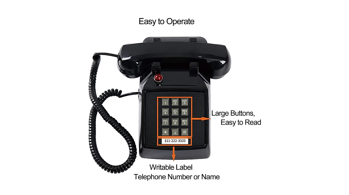 Vintage Retro Corded Phone with Message Indicator - Classic Landline