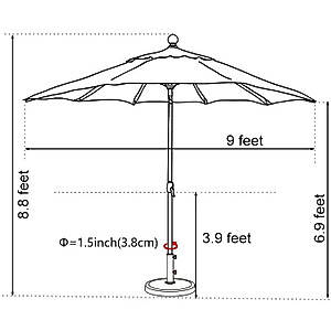 EliteShade USA 10-Year-Non-Fading Sunumbrella 9Ft Market Umbrella Patio Umbrella Outdoor Table Umbrella with Ventilation,Heather Beige