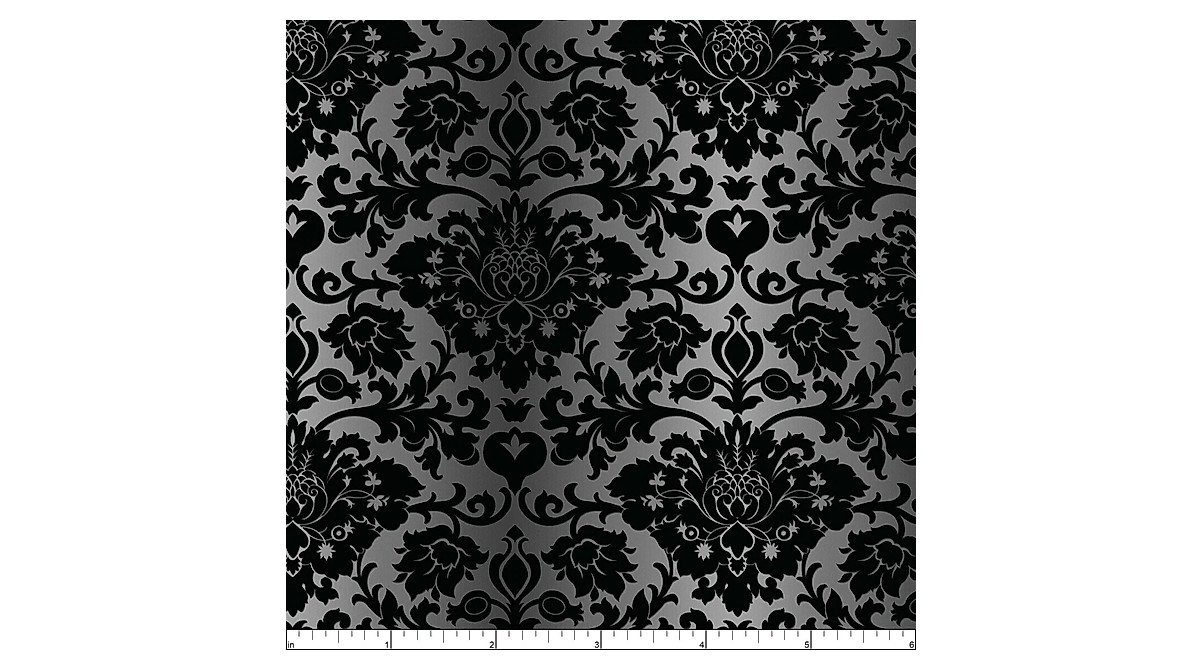 Kanvas Flower Festival 2 Damask Black Fabric by the Yard