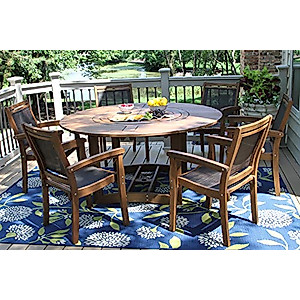 Outdoor Interiors 10555DK Sling and Eucalyptus Stackable Arm Chair, Dark Brown