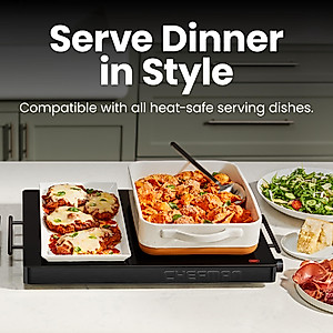 Chefman Electric Warming Tray with Adjustable Temperature Control, Perfect For Buffets, Restaurants, Parties, Events, and Home Dinners, Large 21” x 16” Glass-Top Surface Keeps Food Hot – Black