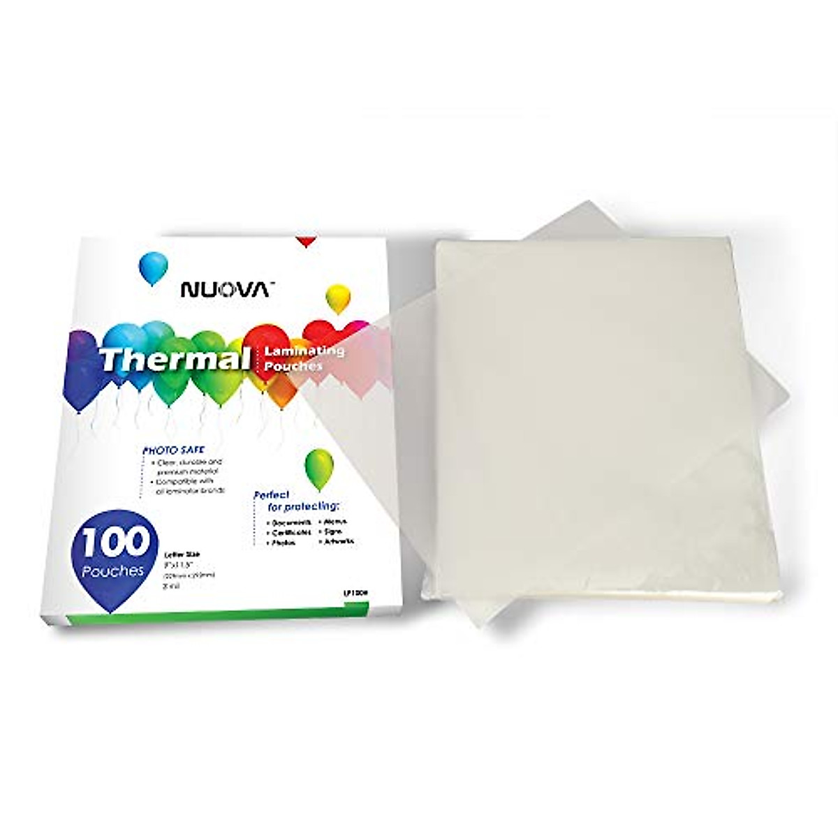 Nuova Premium Thermal Laminating Pouches 9" x 11.5", Letter Size, 3 mil, 100 Pack (LP100H)