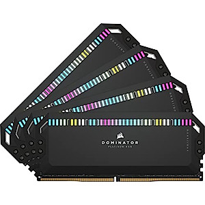 Corsair Dominator Platinum RGB DDR5 64GB (4x16GB) 6600MHz C32 Intel Optimized Desktop Memory (Onboard Voltage Regulation, Patented CORSAIR DHX Cooling, 12 Ultra-Bright CAPELLIX RGB LEDs) Black
