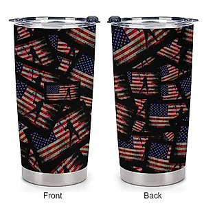 DULAHR Laser Texture American Flag Baseball Tumbler Insulated Stainless Steel Travel Tumbler Car Cup With Lid 20 OZ