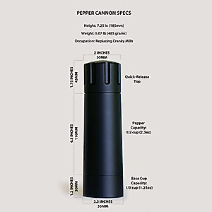MANNKITCHEN Pepper Cannon - Professional Grade Heavy Duty High Output Pepper Mill