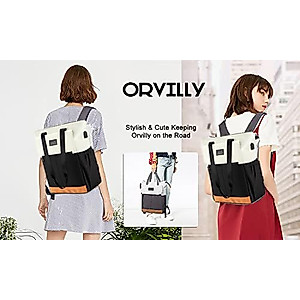 Orvilly Laptop Tote Backpack Purse for Women, Stylish College School Travel Casual Daypack Bookbag, Work Shopping Small Bag Light Weight For Men Girls Boys Student Fits 14 Inch Netbook-Black