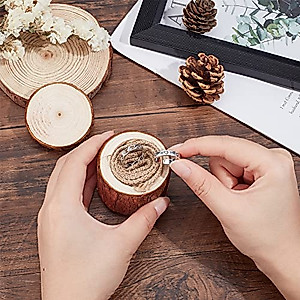 PH PandaHall Ring Box, Wooden Ring Dish Storage Box Wedding Ceremony Wood Ring Bearer Box Rustic Ring Stand Jewelry Holder Storage Case for Decoration Anniversary Engagement Wedding Gift 2 x 2 Inch