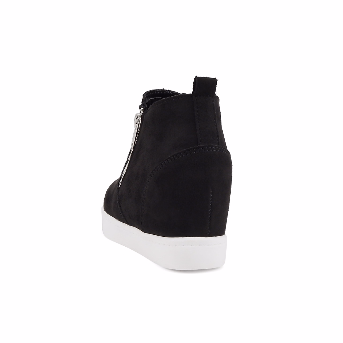 Soda Kids/Children/Girls Taylor-2 Hidden Wedge Booties Fashion Sneaker Shoes Side Zipper (Black Imit Suede, Numeric_2)