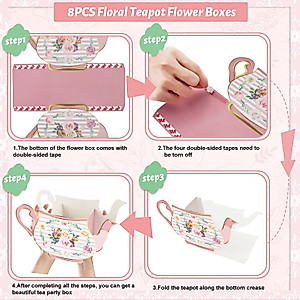 8 PCS Tea Party Decorations Flower Boxes Centerpiece Floral Teapot Decorations for Party Princess Tea Party Table Centerpiece for Tea Birthday Favors Garden Wedding Supplies