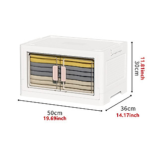 Radefasun Foldable Storage Bins with Lid and Clear Door and Weels Plastic Collapsible Storage Box Portable Stackable Grocery Toys Books Container Folding Storage Crate for Home or Car Trunk