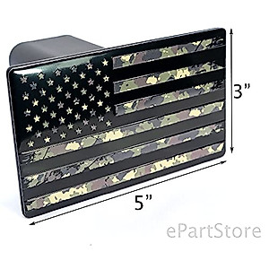 eVerHITCH USA American Flag Metal Hitch Cover (Fits 2" Receiver, Military Camouflage)