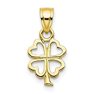 Auriga Fine Jewelry 10K Yellow Gold Four Leaf Clover Charm Pendant for Women (L- 0.6 Inch, W- 0.63 Inch)