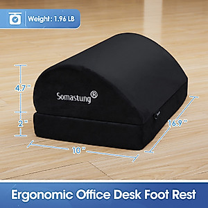 Foot Rest for Under Desk at Work, Double Layer Adjustable Foot Rest for Office, Work, Gaming, Car, Home Office, Ergonomic Memory Foam Foot Stool for All Day Support, Back & Hip Pain Relief (Black)