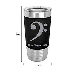 LaserGram 20oz Vacuum Insulated Tumbler Mug, Bass Clef, Personalized Engraving Included (Faux Leather, Black)